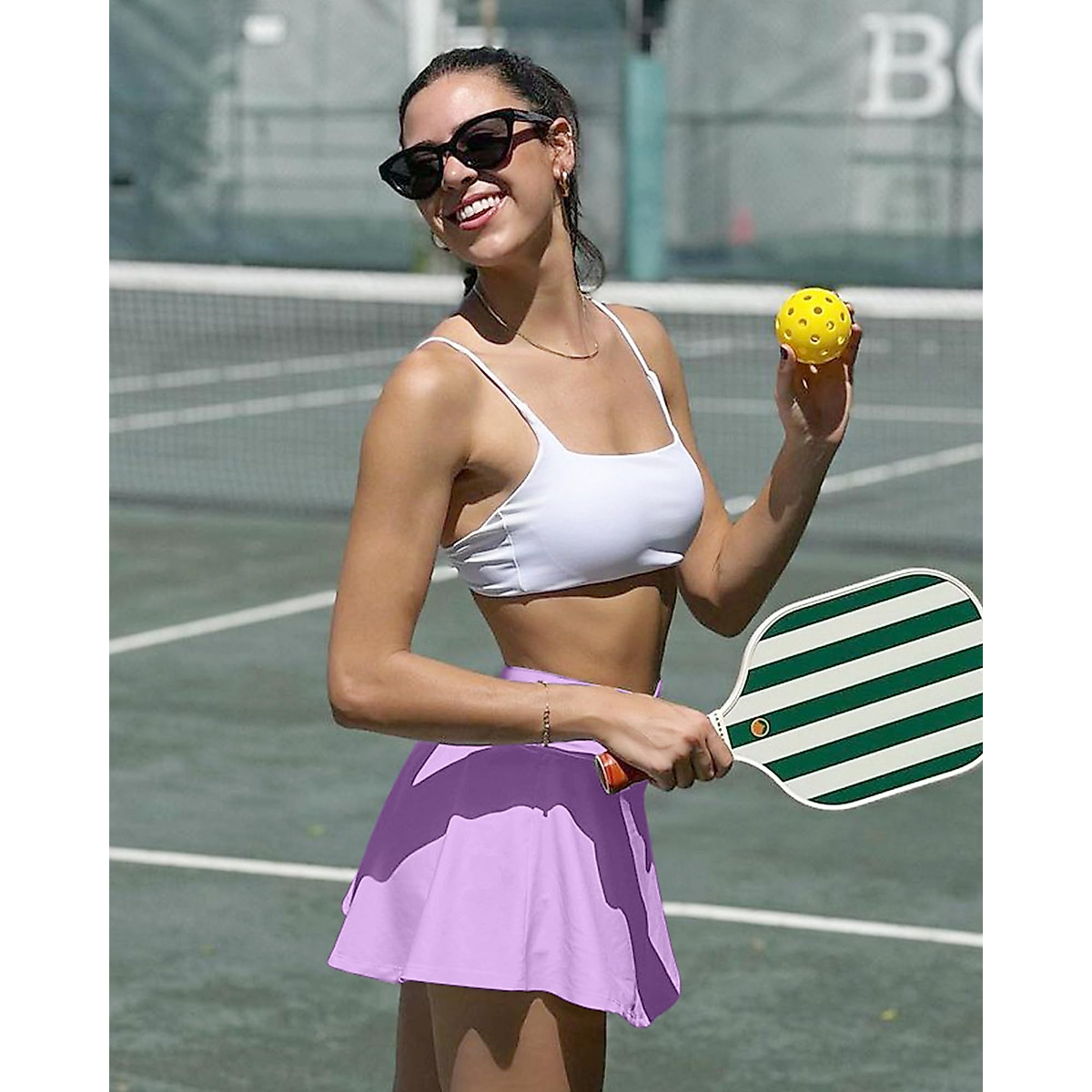 ED3SIZE Golf Skirts for Women Cross Waist Tennis Skirts Active Yoga Skirts with Shorts Workout Athletic Skorts with Pockets (Lavender, M)