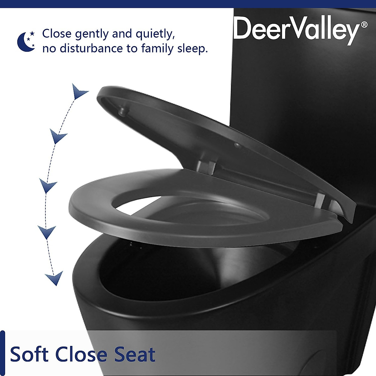 DeerValley Elongated One Piece Toilet, 17.32'' Comfortable Seat Height ADA Toilet with Soft Close Seat, Dual Flush Toilet with High Efficiency 1.1/1.6 GPF, Matte Black Skirted Toilet 12'' Rough-In