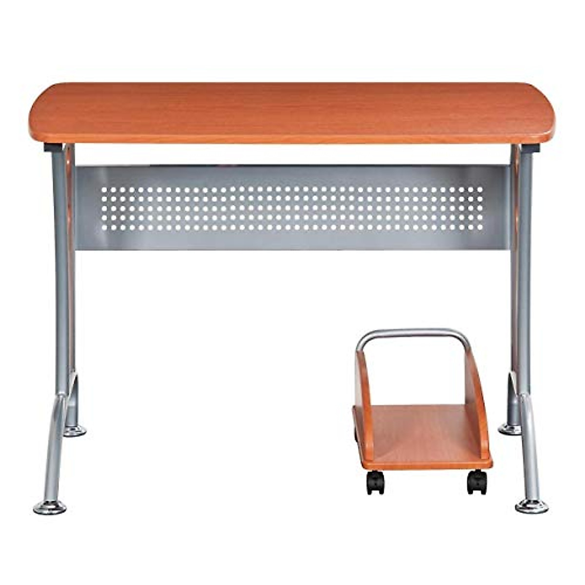 TECHNI MOBILI Modern Computer Desk With Mobile CPU Caddy. Color: Dark Honey