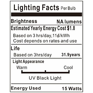 GOHDLAMP LED Black Light Bulb 15W Blacklight 100 Watt Equivalent LED Bulbs, 120V E26 Standard Base, UVA Level 395-400nm, Glow in The Dark for Body Paint, Blacklights Party, Fluorescent Poster- 2 Pack