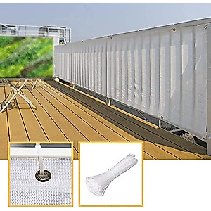 WUZMING Balcony Privacy Protection Garden Privacy Screen Weatherproof UV Protection with Eyelet HDPE Weather Resistant, Including Rope and Tie (Color : White, Size : 60x350cm)