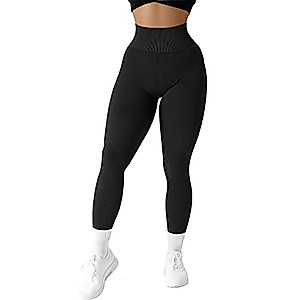 DOULAFASS Womens Camo Scrunch Butt Lifting Leggings Seamless High Waisted Workout Yoga Pants (Black, Medium)