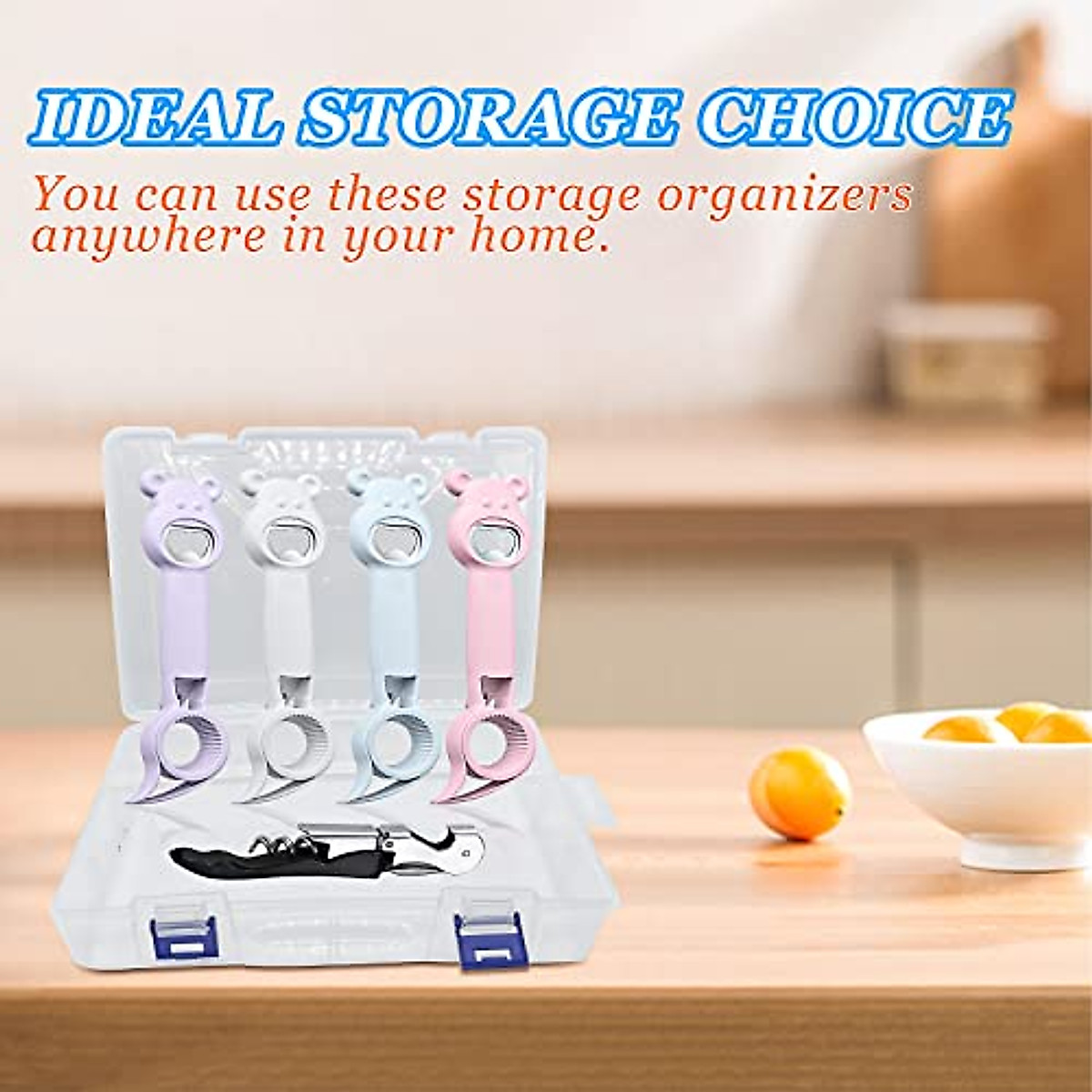 5 Pcs Bottle Opener come with Storage Box, 4 in 1 Multi Function Can Opener Bottle for Wine, Beer, Jars, Use Bottle Opener Tool can Protect the Nail for Arthritic Sufferers, Seniors, Children, Elderly