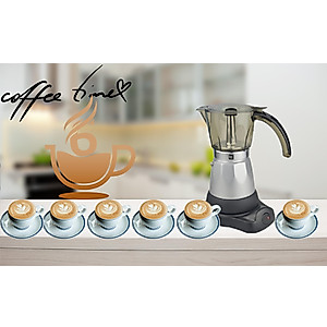 Bene Casa Espresso Coffe Maker, 6 Cup,Electric Maker Portable Cafetera Electrica| Trasparent Carefa, De 6 Tasas, Para Cafe' Espresso,Baso Trasparente.