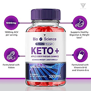 (3 Pack) Bio Science Keto Gummies for Weight Loss, BioScience Keto ACV Apple Cider Vinegar Gummies, Bio Science Keto Plus AVC Shark Belly Tank Oprah Winfrey Gunmies 525 MG Products (180 Gummies)