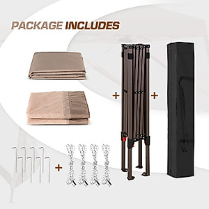 EAGLE PEAK 10x10 Slant Leg Easy Setup Pop Up Canopy Tent with Mosquito Netting 64 sqft of Shade, Beige