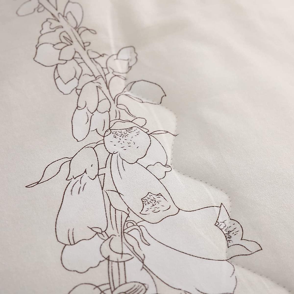 SLEEPBELLA Comforter King Size, 600 Thread Count Cotton Brown Branches and Blue Flowers Off-White Comforter Sets, Down Alternative Bedding Set 3Pcs(King, Off-White Botanical)