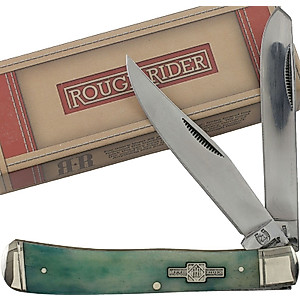 Turquoise Smooth Bone Trapper Pocket Knife Rr1253 2 Open Folding Blades Outdoor Survival Hunting Knife for Camping by Survival Steel