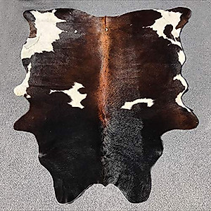 MeshNew Tricolor Brazilian Cowhide Rug Tri Cow Hide Skin Leather Area Rug Exotic (Small 5ft X 3ft)