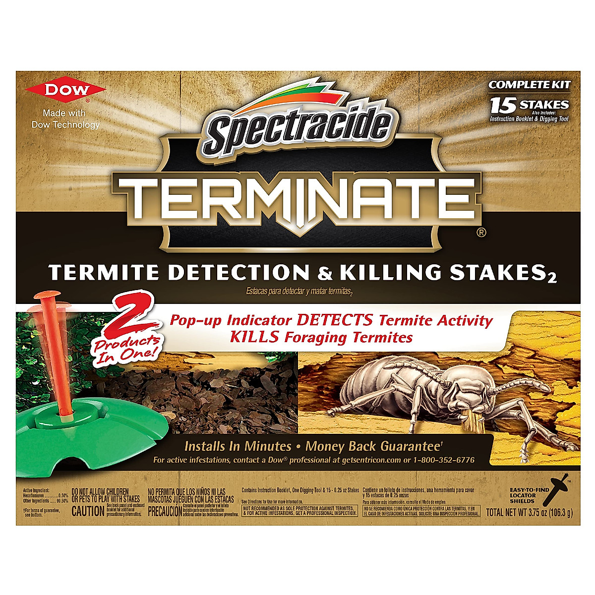 Spectracide Terminate Termite Detection & Killing Stakes, 15 Count & Carpenter Ant Killer, Localized Control Termite Spray, 1.33 Gallon (RTU Spray) & Terminate Termite Killing Foam, 16 fl Ounce
