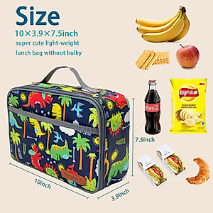Kulle Lunch Box for Boys,Insulated Lunch Bags for Women/Men,Washable Lunch Box for Men and Reusable Lunch Boxes for School, Work, Picnic or Travel,Astronaut Shark Camo Space(Dinosaur)