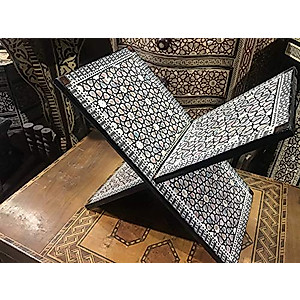 Egyptian Handmade Islamic Muslim Quran Holder Stand Beech Wood Inlaid Mother of Pearl 16.8" M01