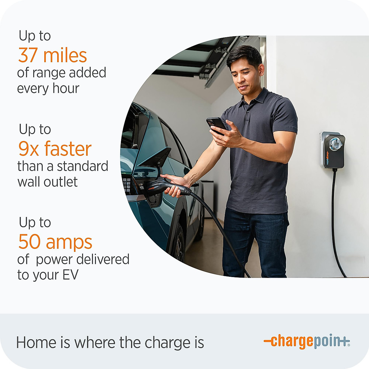 ChargePoint HomeFlex Level 2 EV Charger J1772, Hardwired Electric Car Charger