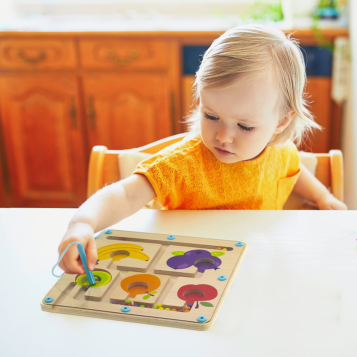 Pidoko Kids Color Sorting Fruits Magnetic Maze - Montessori Educational Toys for Toddlers - Learning Fine Motor Skills for Preschoolers