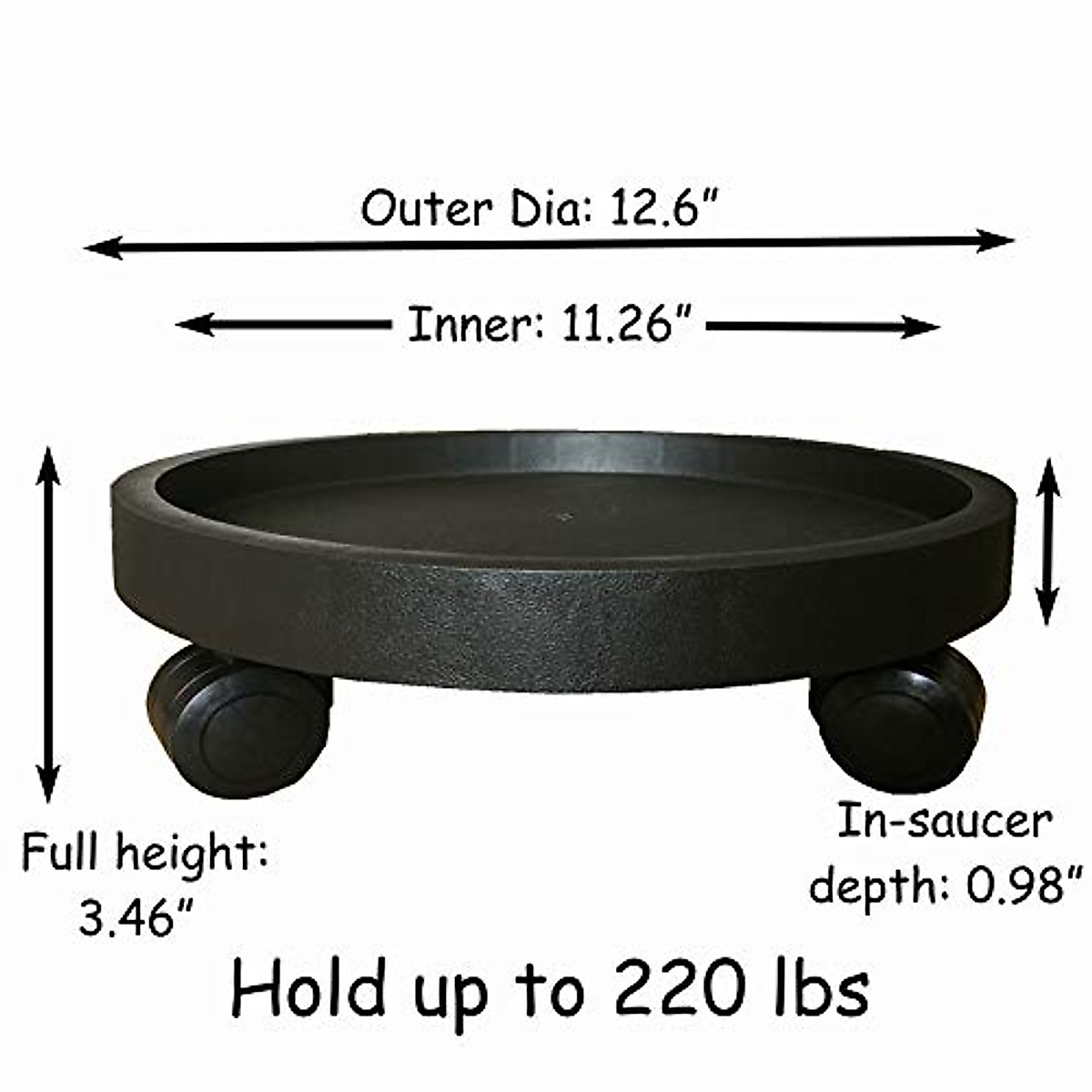 2 Pack of 12.6 Inch Heavy Duty Plant Caddy with Wheels,Rolling Plant Stand Pot Trolley,Wheeled Planter Saucer Tray,Potted Flower Mover Dolly with Casters Round Coaster for Indoor Outdoor