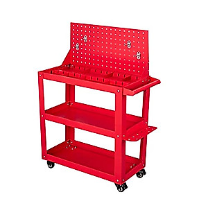 3 Tier Rolling Tool Cart on Wheels,330 LBS Capacity Heavy Duty Metal Utility Cart Wagon,Industrial Commercial Service Tool Cart Storage Organizer for Mechanics, Garage, Warehouse & Repair Shop