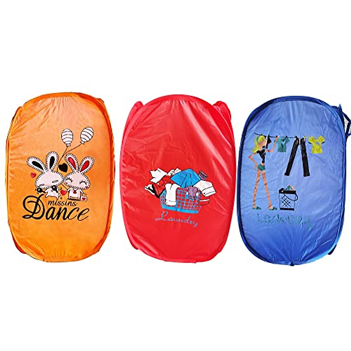 3PCS Mesh Popup Hamper-Foldable Lightweight Basket for Washing-Durable Clothing Storage for Kids Room,Students College Dorm,Home,Travel and Camping-Pop-up Clothes Hamper（Match 7）