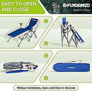 FUNDANGO Outdoor Lounge Reclining Camping Chair, Oversized, Blue/Beige
