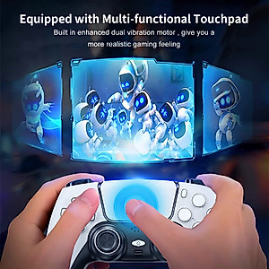 Wireless for PS4 Controller,joystick Gamepad with Vibration shock 4 Built-in Speaker 1000Mah battery Auto Fire Turbo custom Button Compatible Play station-4/Slim/Pro/PC/Android/IOS/NS Switch(White)