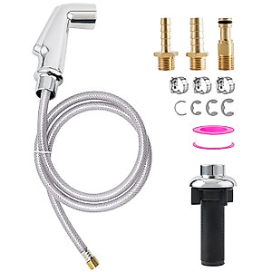 Hygie Rinse Kitchen Sink Side Sprayer with Quick Side Connector Compatible with Moen Faucet Sprayer Replacement, Kitchen Sink Faucet Sprayer Attachment with Water Hose/Holder, Chrome