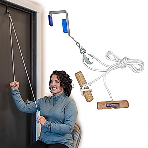 RangeMaster Econo Ranger Shoulder Pulley │ Physical Therapy Exercises │ Aids in Recovery and Rehabilitation │ Increases Mobility │ Wooden Handles for Comfort │ Metal Bracket Door Attachment