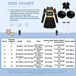 TSSOE Girls Cheerleading Uniform Long Sleeve Leotard Dress Cheer Leader Outfits Performance Costume A01 16 Years