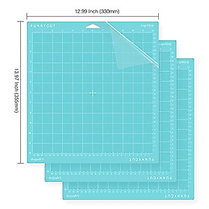 Funnycut LightGrip Cutting Mat for Cricut Maker 3/Maker/Explore 3/Air 2/Air/One( 12x12 Inch, 3 Pieces) Cricket Mats Replacement Accessories for Cricut