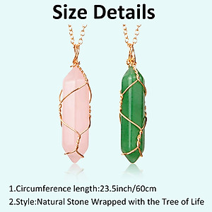 10 Pieces Hexagonal Crystal Pendant Necklace, Natural Quartz Stone Pendant Necklace, Healing Crystal Full Wire Wrap Gemstone Necklace for Women Girls (Charming Colors,Classic)