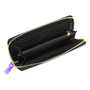 Womens Butterfly Leather Long Wallet Zippered Purse Case with Card Holder