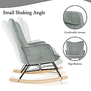 DAGONHIL Nursery Rocking Chair Armchair for Mom and Baby Modern Glider Chair with Soft Seat and High Backrest for Nursery Living Room Bedroom Balcony Offices Grey
