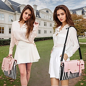 Laptop Bag for Women, 15.6 inch Slim Computer Briefcase Sleeve Case, Lightweight Cute Girly Messenger Shoulder Carrying Work Bag with Rfid Pocket, Sister Gifts for Women Office Travel School, Pink