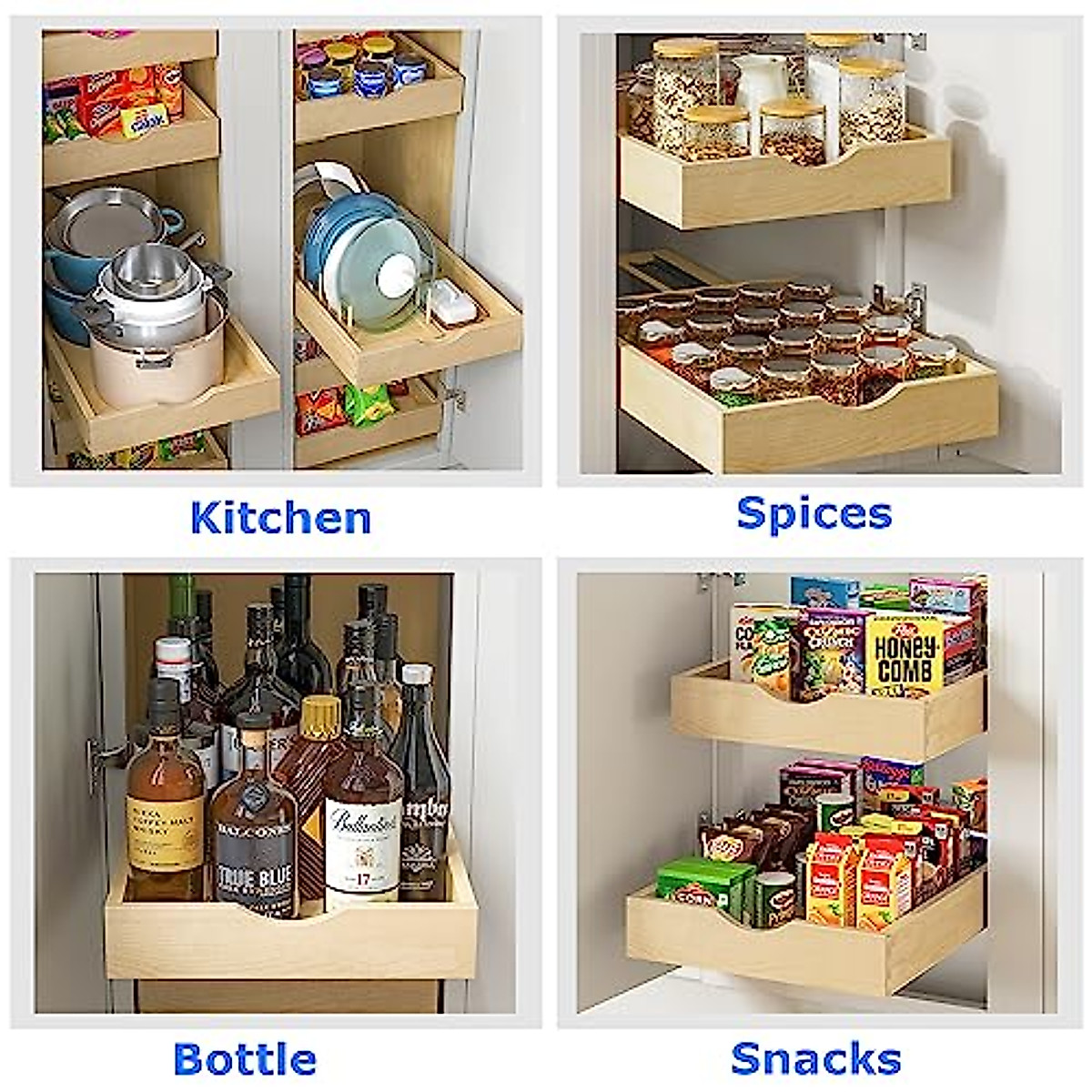 ALINE FURNITURE Pull Out Cabinet Organizer, Pull Out Cabinet Drawer, Slide Out Cabinet Organizer, Cabinet Organizers and Storage, Cabinet Pull Out Drawers for Kitchen (23''W x 21''D)