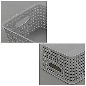 Morcte Grey Plastic Storage Basket, Bin Organizer, 6-Pack