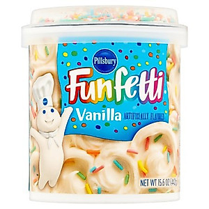 Pillsbury Moist Premium Cake Mix 15.25 Ounce and Funfetti Vanilla Flavored Frosting 15.6 Ounce