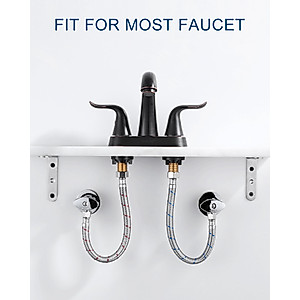 ALEASHA 12 Inch Faucet Supply Lines Stainless Steel Braided Supply Hose for Sink Faucet G1/2" FIP x 3/8" Compression Faucet Connector, cUPC Bathroom Water Hose Replacement Parts 2 PCS