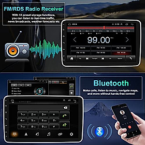 2022 Android 11 Rotating Touch Screen Car Stereo with Apple Carplay Android Auto, 10" Car Radio with Hi-Fi FM/RDS GPS WiFi Double Din Head Unit Support Bluetooth AHD Backup Camera(2+32)