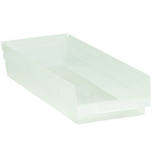 BOX USA BBINPS123CL Plastic Shelf Bins, 23 5/8" x 8 3/8" x 4", Clear (Pack of 6)