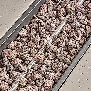 Great Deal Furniture GDFStudio Outdoor Acacia Wood 10 Seater U-Shaped Sectional Sofa Set with Fire Pit, Teak, Blue and, Light Gray