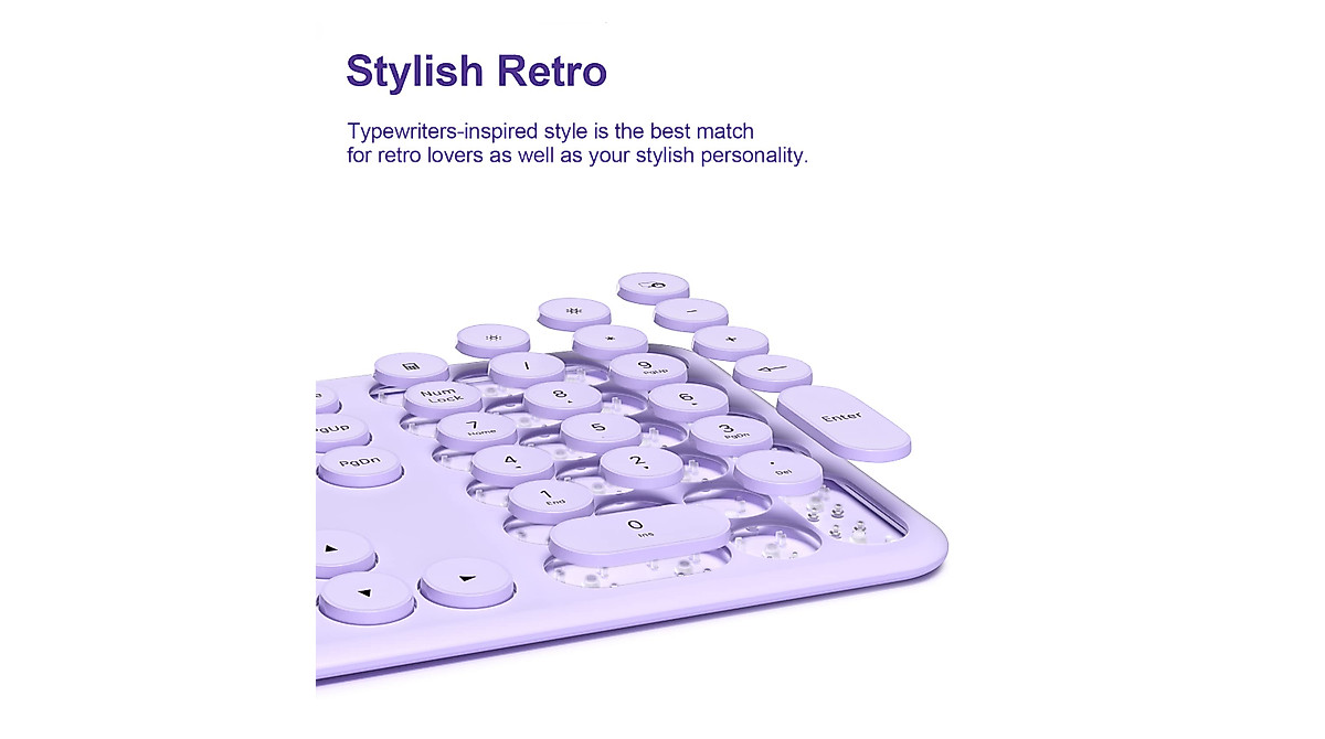 Mobifice Wireless Retro Keyboard & Mouse - Cute & Silent