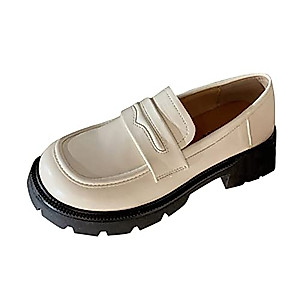 Women Casual Shoes Fashion Spring New Casual Retro Style Comfortable Square Heel Thick Heel Slip On Shoes Dressy Flip White