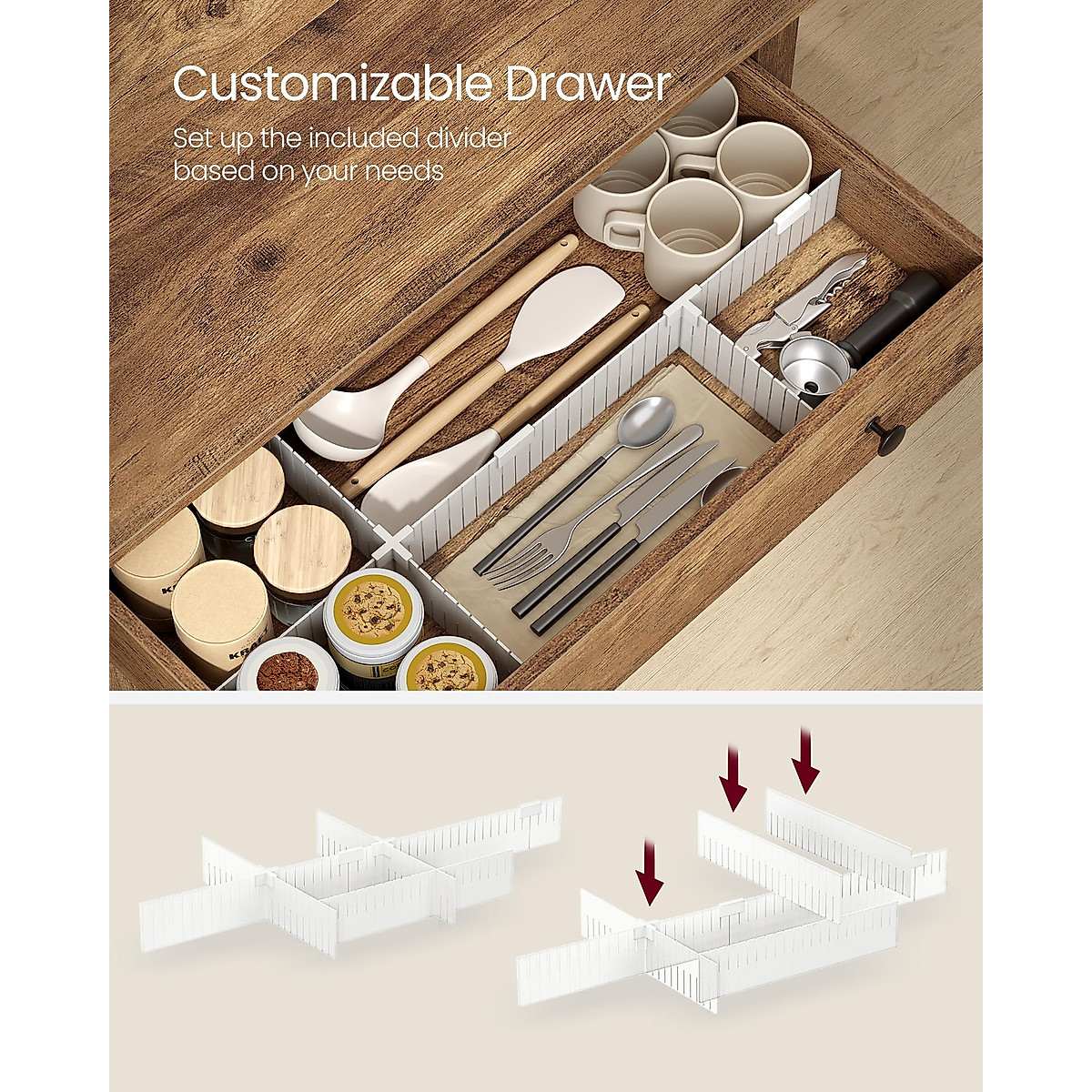 VASAGLE Coffee Bar Cabinet, Kitchen Storage Cabinet with Drawer, Farmhouse Cabinet Sideboard with Adjustable Shelf for Kitchen, Honey Brown UBBK341K01