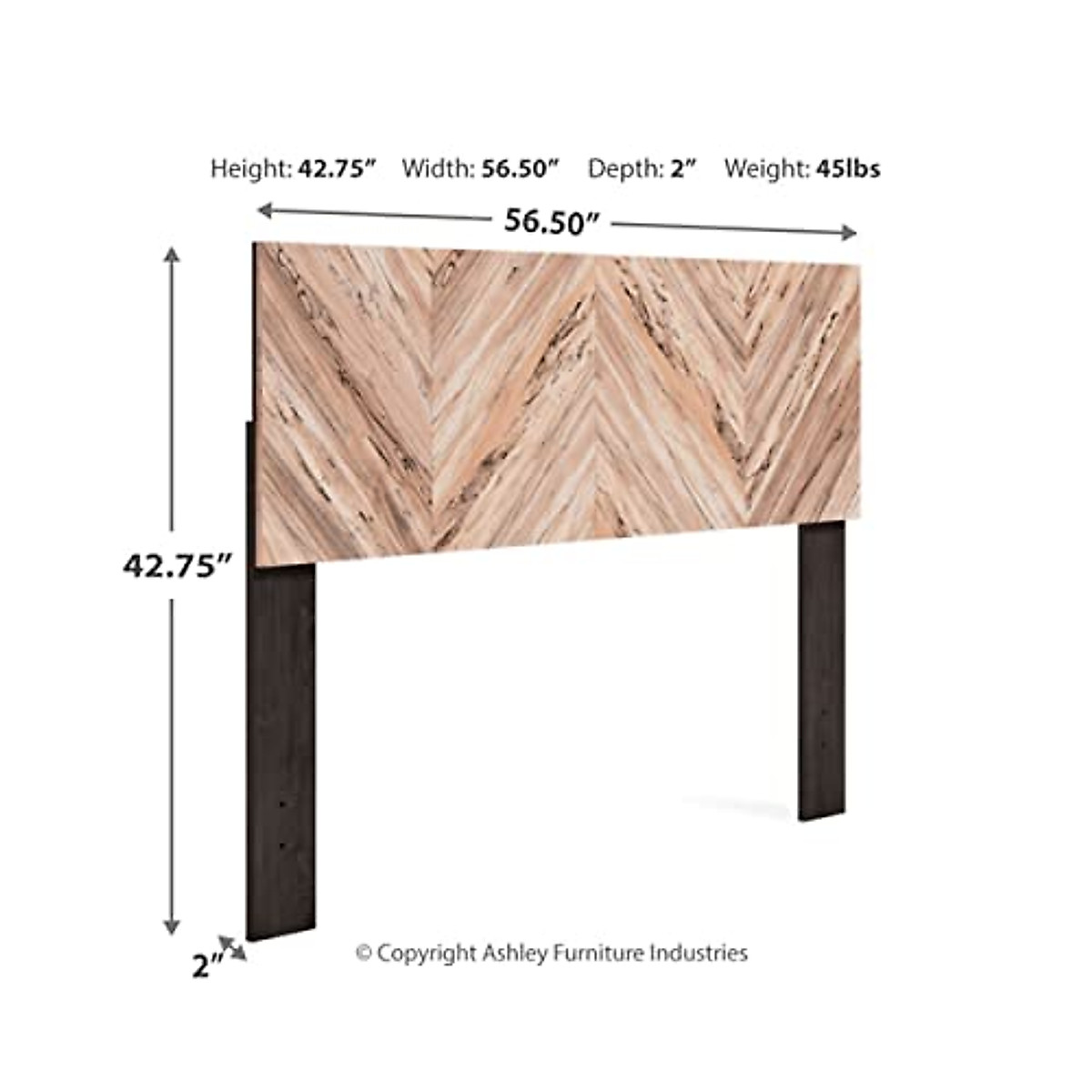 Signature Design by Ashley Piperton Contemporary Platform Headboard ONLY, Full, Two-Tone Black