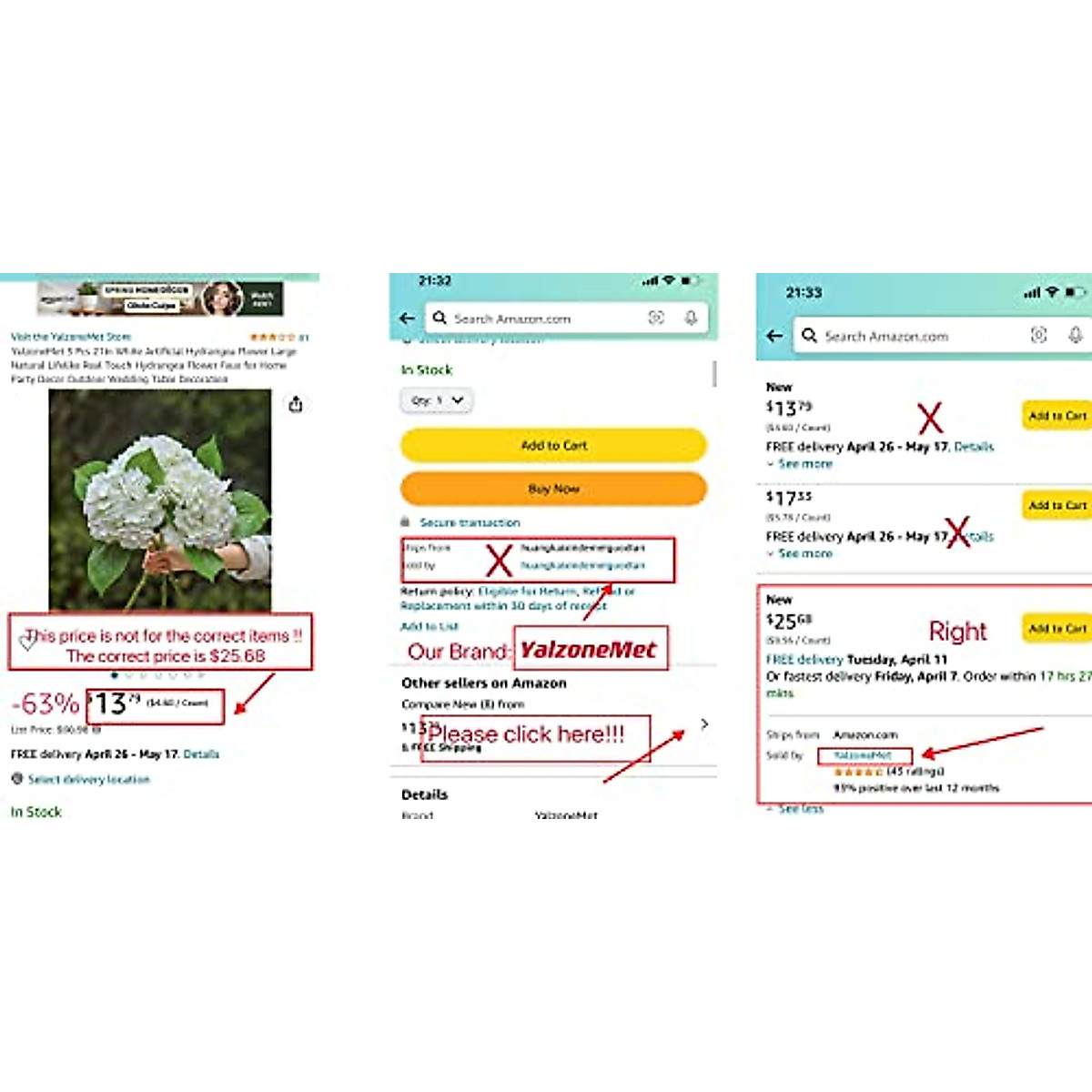 YalzoneMet 3PCS White Hydrangea Artificial Flowers,21inchs Real Touch Faux Hydrangea Flowers for Decoration,Wedding Centerpieces Fake Flowers for Tables Bride Bridesmaid Bouquet Party Home Garden