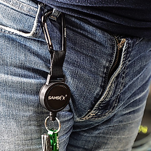 SAMSFX Fishing Heavy Duty Zinger Retractor for Outdoor Fly Fishing Tools Gear Keeper Built-in 24" Steel Cable, 2PCS in Pack