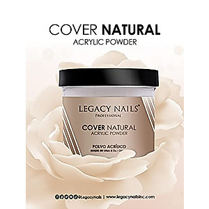 Legacy Nails Professional Cover NATURAL Acrylic Powder, 2 ounces - Ideal For French Nail Art, Full Coverage, Blending, Healthy Look Nail Extensions