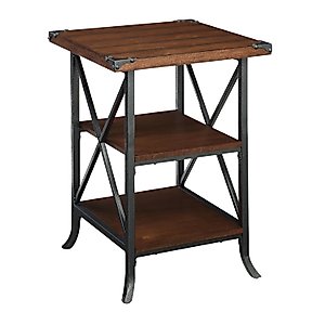 Convenience Concepts Brookline End Table, Dark Walnut / Slate Gray Frame