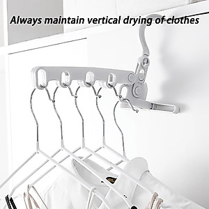 PTZMZB Folding Clothes Drying Rack with 5 Travel Hangers Foldable, Space Saving Foldable Anti Rust Plastic Travel Drying Rack.