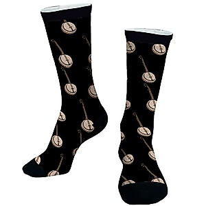 Unisex Banjo Musical Art Crew Socks Casual Funny Crazy Dress Socks