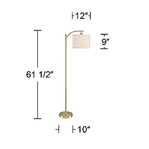 360 Lighting Rayna Modern Downbridge Floor Lamp Standing 61 1/2" Tall Warm Gold Metal Off-White Linen Fabric Drum Shade for Living Room Reading Bedroom Bedside Office Family House Home