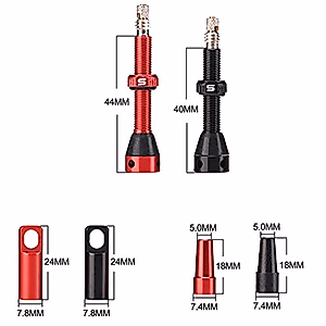Tubeless Value Stems 40mm LITEONE Premium No Leak Tubeless Presta Valve Stems Kits with Integrated Value Core Remover Tool and Valve Stem Caps Fit Most Bicycle Tubeless Rims Pair Red